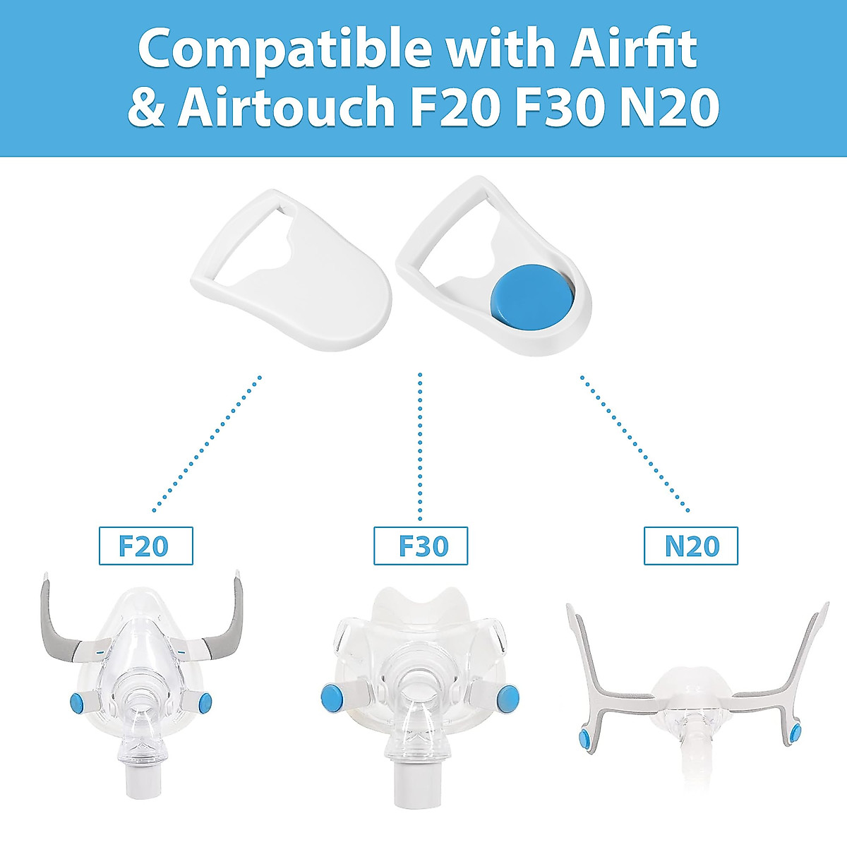 OTIWTT Headgear Clip, Magnetic Headgear Clips Compatible for AirFit AirTouch F20 F30 N20, Quick Disconnect Clips with Strong Force, 6 Pack 3 Pairs