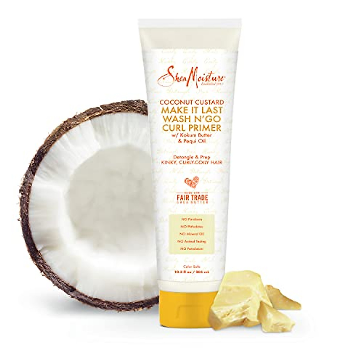 SheaMoisture Coconut Custard Curl Defining Cream - Make It Last Wash N' Go Primer, Enhancer & Detangler for Wavy & Curly Hair, Organic Shea Butter, 10.3 Oz