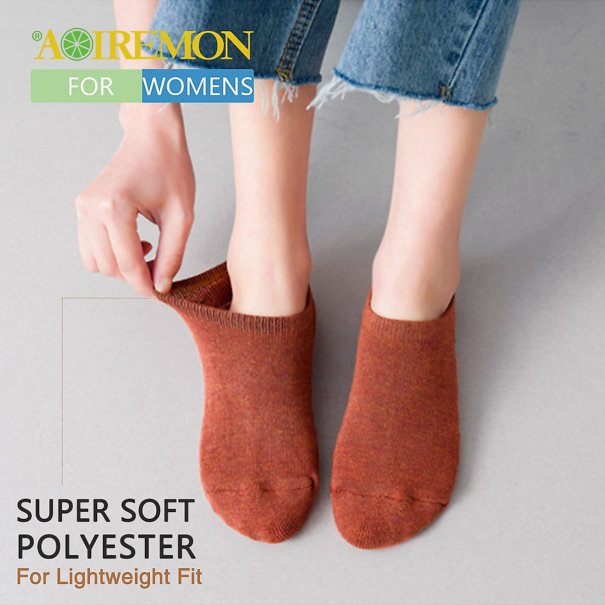 AOIREMON 10 Pairs No Show Low Cut Socks for Mens & Womens，Non Slip Athletic Flat Boat Liner Socks for Running Hiking