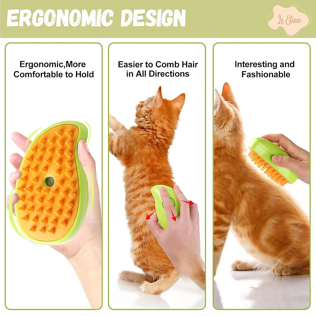 Generic Cat Steam Brush for Shedding, 3 in 1 Water Dog Brush, Pet Spa Brush for Dogs Cats, Spritz Defur Comb, Steamy Pet Brush, Pet Spray Hair Removal Comb, Cat Mist Brush, Steaming Cat Brush Steamer