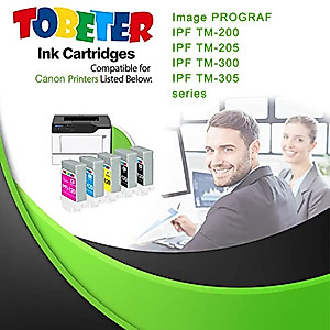 ToBeter Remanufactured PFI120 Ink Cartridge Pigment Tank Replacement for Canon PFI-120 PFI-120MBK PFI-120BK PFI-120C PFI-120M PFI-120Y Works with Image PROGRAF IPF TM-200 205 300 305 Printer (5-Pack)