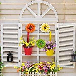 Hotop 3 Pieces Metal Flower Wall Art 3D Daisy Decor Multiple Layer Hanging Rustic Farmhouse Boho Style Decorations for Indoor Outdoor Home Living Room Office Garden (8 inches)