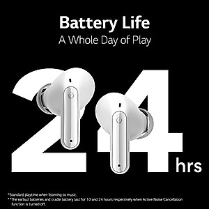 LG Tone Free UFP8 - Enhanced Active Noise Cancelling True Wireless Bluetooth Earbuds(TWS) with Meridian Sound, UVnano 99.9% Bacteria Free, Immersive 3D Sound, 3 Mic for Work/Home Office, White