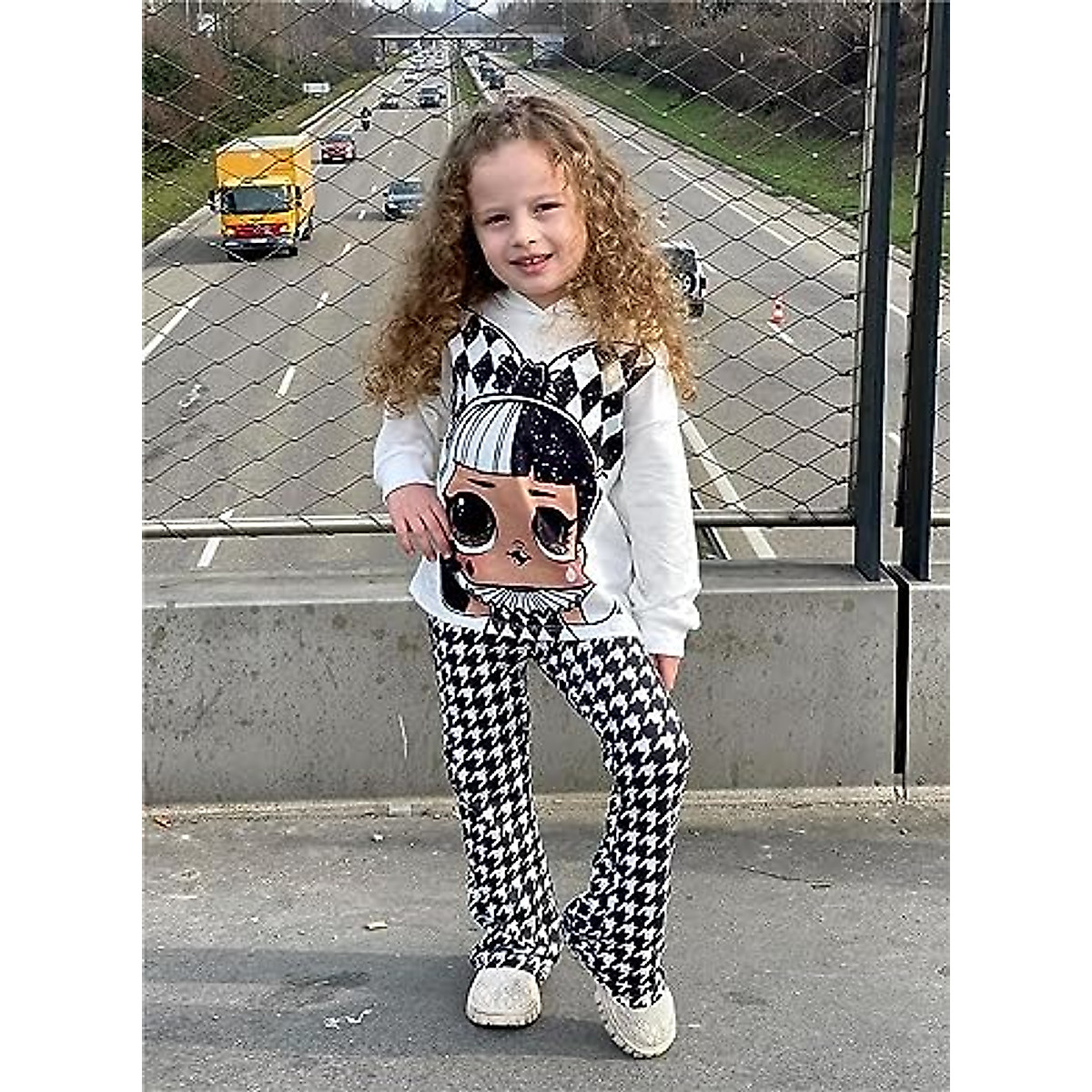 L.O.L. Surprise! Girls Clothes Hoodie and Pant Long Sleeve Stars Print Sweatshirt Leggings Girls Outfits Sets 2Pcs White 7-8 Years