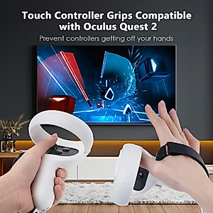 Controller Grips Compatible with Quest 2 - YOGES Soft Anti-Slip Silicone Cover Protector with Adjustable Leather Hand Knuckle Strap, VR Game Accessories for Quest 2 Touch Controllers