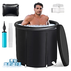 teeche Heavy Duty Ice Bath Tub for Athletes, 105 Gal Portable Cold Plunge Tub with Lid, Ideal for Recovery Therapy at Home, Gym, and Outdoor Use