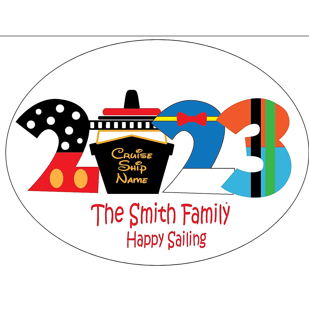 Magical World Choose Your Year Magnet Decoration Customized for your Stateroom Door on your Disney Cruise, Carnival, Royal Caribbean, etc