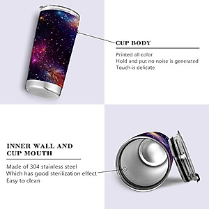 Wassud Colorful Starry Sky 20 oz Tumbler with Lid and Straw Stainless Steel Double Wall Vacuum Tumblers Insulated Travel Coffee Mug for Cold and Hot Drinks