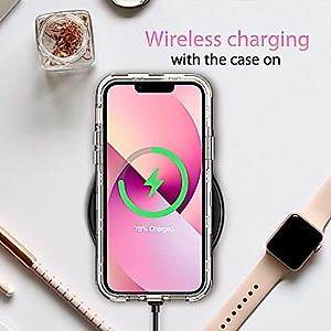 Coolwee Crystal Glitter Full Protective Case Compatible iPhone 13 Heavy Duty Hybrid 3 in 1 Rugged Shockproof Women Girls Transparent Compatible with Apple iPhone 13 6.1 inch Shiny Clear Bling Sparkle