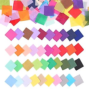 Outuxed 6400pcs 1Inch Tissue Paper Squares, 40 Assorted Colors Precut Craft Paper, Tissue Paper Squares for Arts Craft DIY Scrapbooking Scrunch Art and Any Kid Art Projects