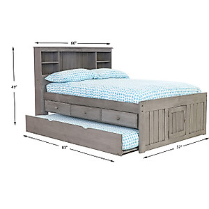 Discovery World Furniture Charcoal Full Bookcase Bed with 3 Drawers and Twin Trundle