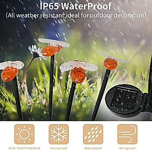 4 Pack 48 LED Solar Firefly Lights, Solar Bee Garden Lights with 2 Lighting Mode, Upgraded Solar Panel, Swaying Waterproof Walkway Lights for Outdoor Garden Yard Lawn Fence