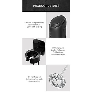 Rechargeable Milk Frother Handheld with Stand and Stencils - Usb Stainless Steel Stand or Wall Hanging for Kitchen Coffee Bar Electric Whisk Hand Blender Mixer for Latte Cappuccino Egg Protein Powder