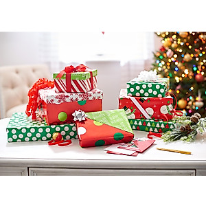 American Greetings 225 sq. ft. Christmas Wrapping Paper Set with Cut Lines, Santa, Stripes, Reindeer, Polka Dots and Snowmen (9 Rolls 30 in. x 10 ft., 60 Gift Tags)