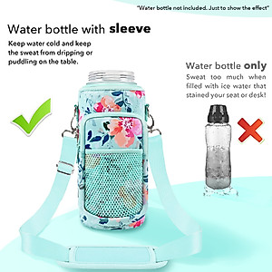 Half Gallon Water Bottle Carrier Bag, Bottle Pouch Phone Holder, Adjustable Shoulder Hand Strap 2 Pocket Sling Neoprene Sleeve Sports Water Bottle Accessories for Hiking Travelling &Camping