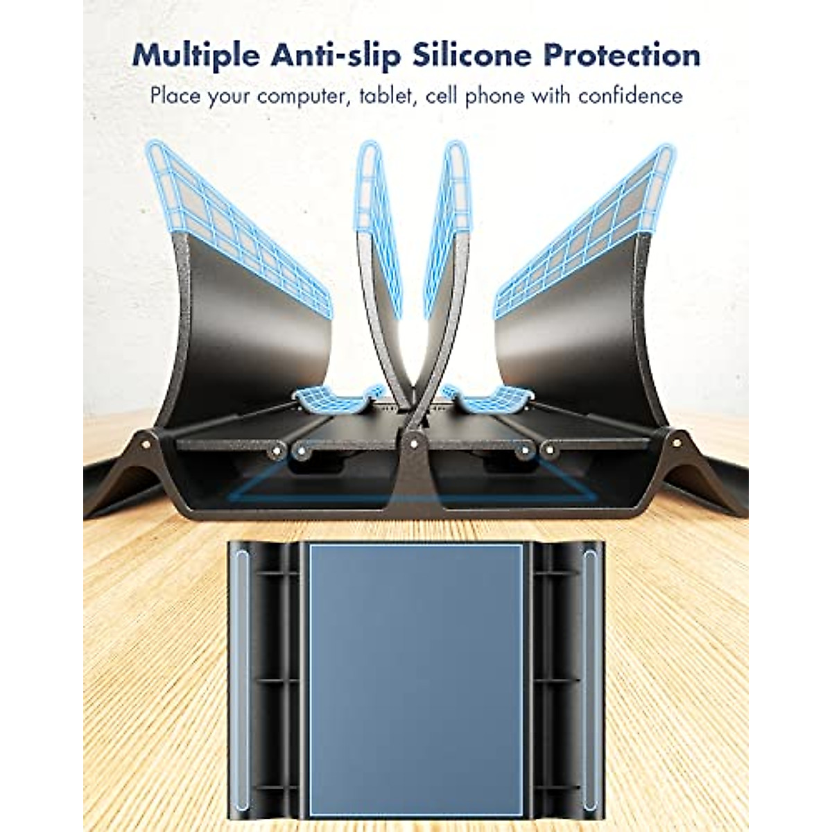 HEYZONE Vertical Laptop Stand,Dual Laptop Holder MacBook Vertical Stand,4 in 1 Gravity Laptop Dock Stand Auto Locking,Fits iPad/Surface/Chromebook/Gaming Laptops(Up to 17")