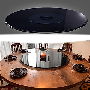 VERDDE Black Glass Lazy Susan Turntable 30in, Rotating Dining Table Service Tray For Food Delivery, Premium, Thickness 12mm - Ideal For Restaurants & Home (Size : 90 cm (36 in))