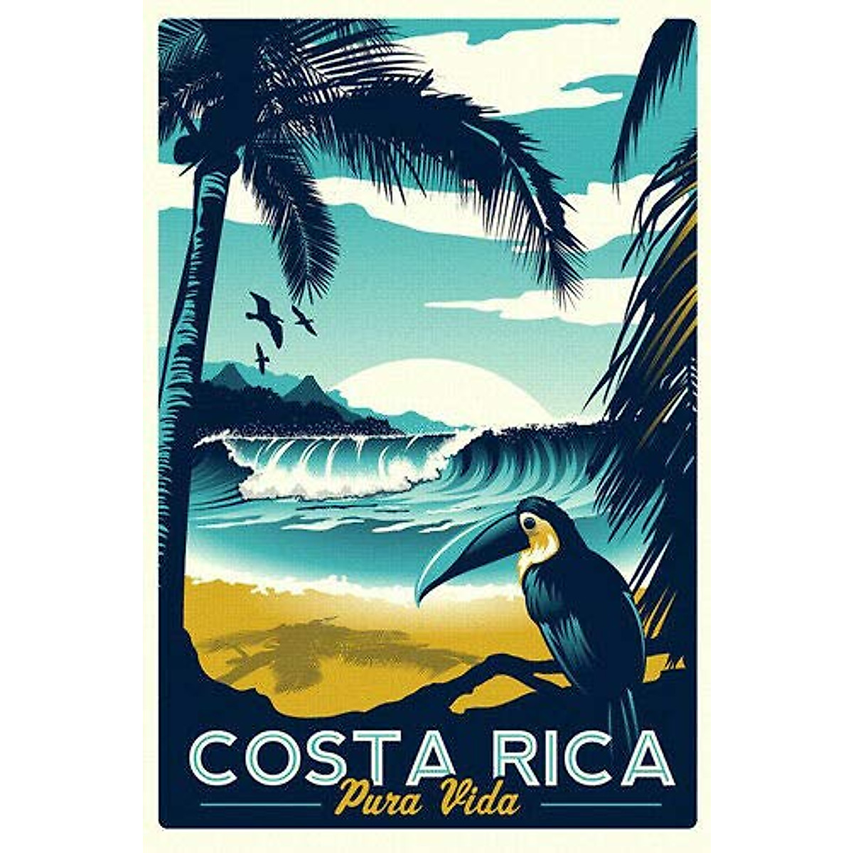 Magnet 3x4 inch Vintage Art Costa RICA Pura Vida Sticker - Old Rican Logo Travel Coast Magnetic Magnet Vinyl Sticker