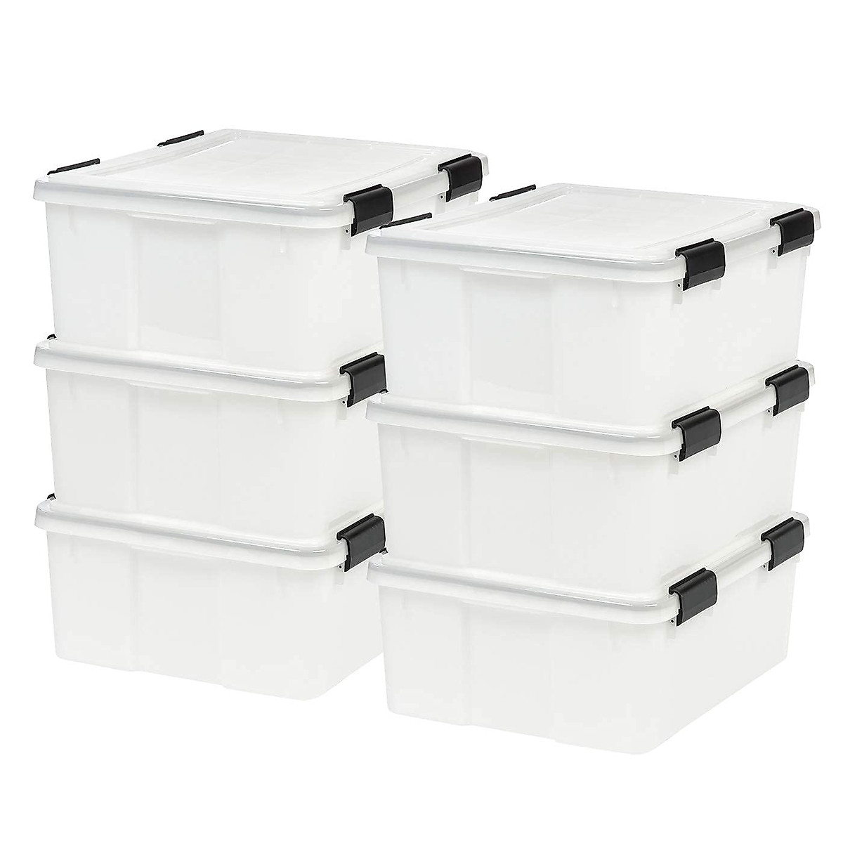 IRIS 30.6 Quart WEATHERTIGHT Storage Box, 6 Pack, Pearl