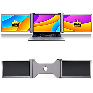 Cryfokt Portable Monitor, Dual Extender FHD 1080P IPS Screen for Laptop Mobile Phone PC (Space Gray)