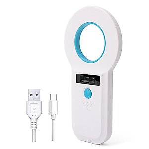 Rabitpos Pet Microchip Reader Scanner, 128 Data Storage Animal Tag Scanner Rechargeable Handheld Pet Chip ID Scanner with Stable OLED Display for ISO 11784/11785,FDX-B