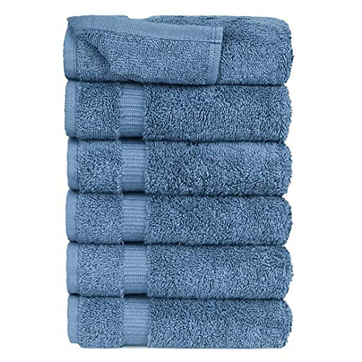 FTB Classic Turkish Luxury Hotel & Spa Kitchen Towels, Hand Towels Set 6 Piece 16X30 Inches Hand Towels (Wedgewood, 6 Hand Towels)