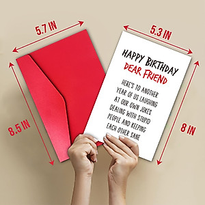 TQDaiker Happy Birthday Card for Dear Friend, Hilarious Birthday Card for Men Women Him Her, Birthday Gifts for Best Friend