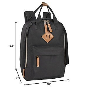 MADISON & DAKOTA Canvas Mini Backpack for Everyday & Day Pack Rucksack in Solid Color Blocks (Black)
