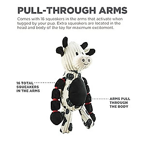 Outward Hound Thunda Tugga Cow Plush & Squeaky Dog Tug Toy