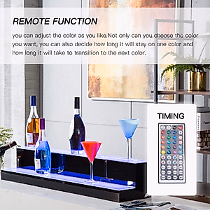 SUNCOO 30In 2 Step LED Liquor Bottle Display Shelf Illuminated Bottle Shelf Color Changing with LED Color Remote Control L30xW8-1/2xH6-1/2''