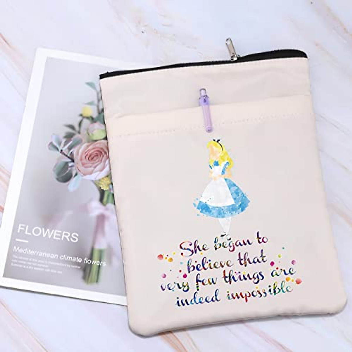 Alice Movie Merchandise Book Sleeve Alice Lovers Book Cover Alice Fairytale Gift Bookworm Gift Wonderland Gift for Alice Fandom (AliceSheBegan-BS)