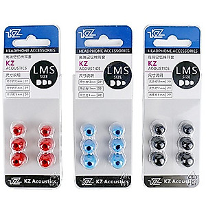 KZ 3 Pairs Memory Foam Noise Cancelling Eartips for in Ear Earphones Earbuds, S M L, Red