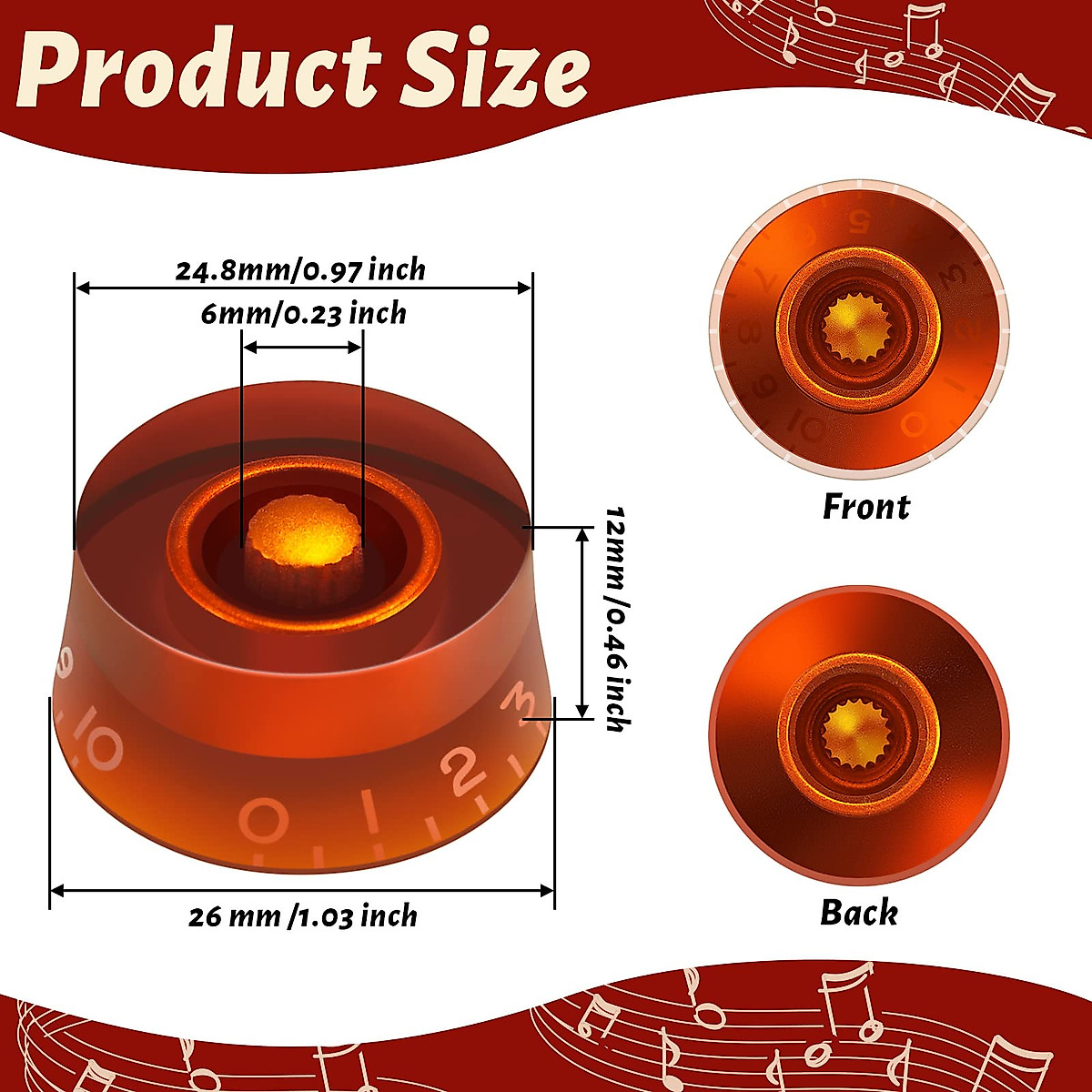 Nuanchu 20 Pieces Electric Guitar Knobs Top Hat Volume Tone Control Knobs Turning Guitar Knobs Speed Control Knob Vintage Pedal Control Knobs for Guitar Bass Instrument Parts Replacement, 5 Colors