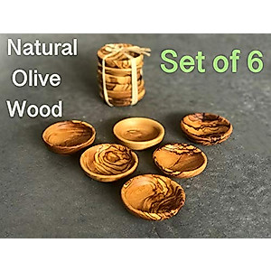 Tubibu Olive Wood Mini Bowls Set of 6 Handmade Bowls, Handcrafted Wooden Mini Bowls