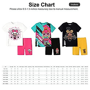 L.O.L. Surprise! Toddler Kids Girls Outfits Girls Shortsleeve Tops Tee Tshirt and Shorts Set Black 4-5 Years