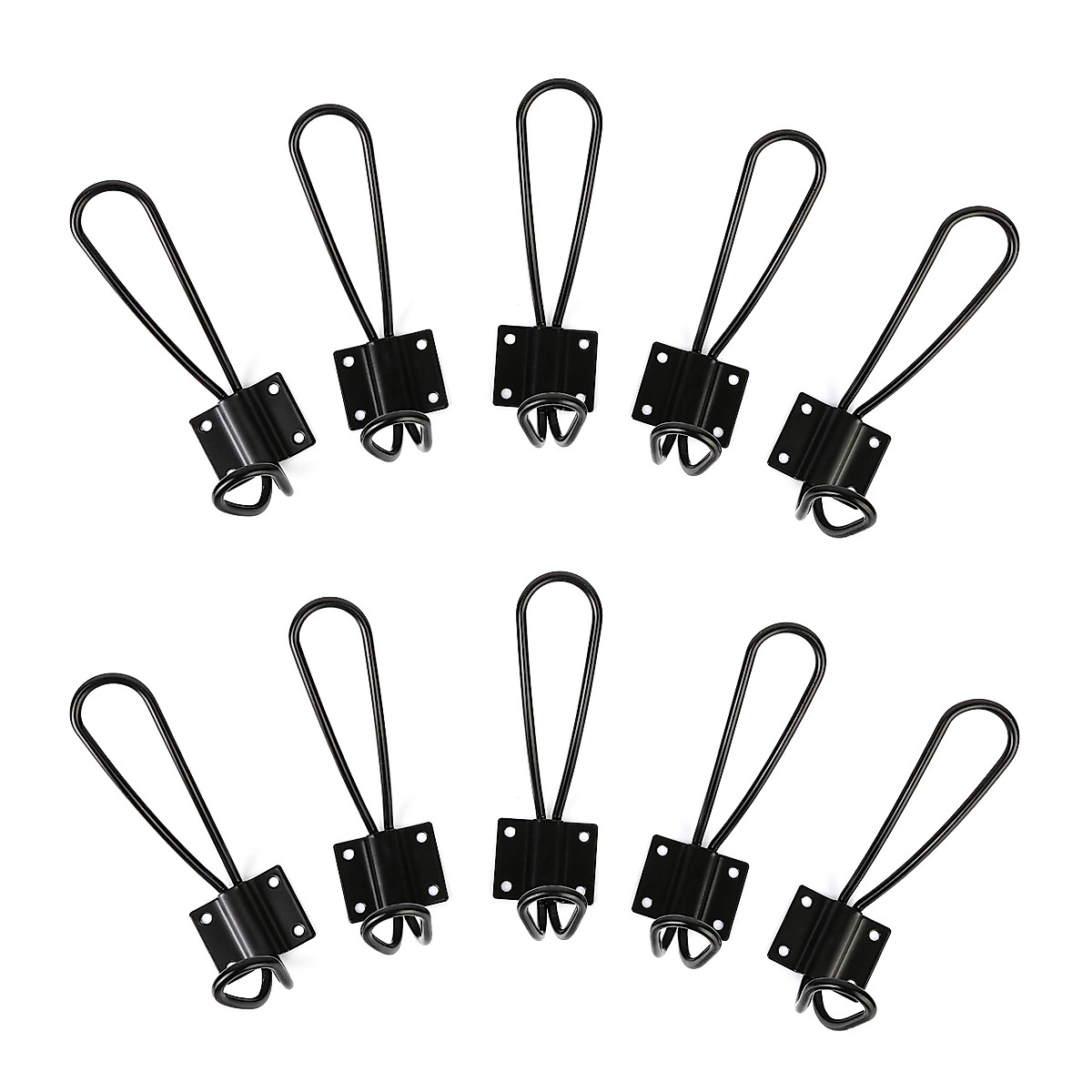 OUSHINAN Rustic Entryway Hooks | 10 Pack of Black Wall Mounted Vintage Double Coat Hangers with Large Metal Screws Included