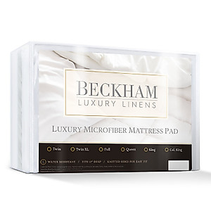 Beckham Hotel Collection Luxury Microfiber Mattress Pad - Quilted, Hypoallergenic, and Water-Resistant - Twin XL