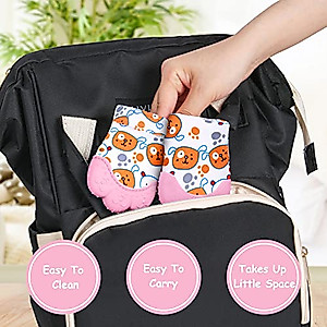 2Pack Silicone Teething Mitt, Soothing Infant Teething Mitten Pain Relief, Prevent Scratches Glove, Safe Silicone Teething Toys for 0-12 Months