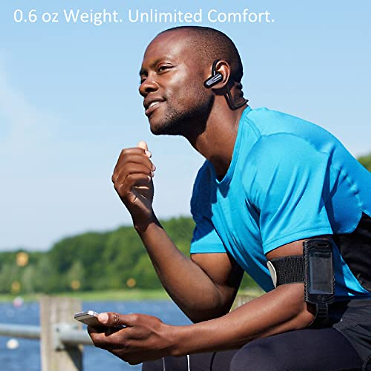 Open Ear Wireless Headphones, Air Conduction Open Earbuds with Clear Mic for Call, Quality Sound Extra Lightweight Comfortable & Healthy Wearing, for Outdoor Sport Gym Work, Bluetooth 5.0, CGS-B6