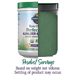 Garden of Life Raw Organic Perfect Food Alkalizer & Detoxifier Juiced Greens Superfood Powder - Lemon Ginger, 30 Servings - Non-GMO, Gluten Free Whole Food Dietary Supplement, Plus Probiotics