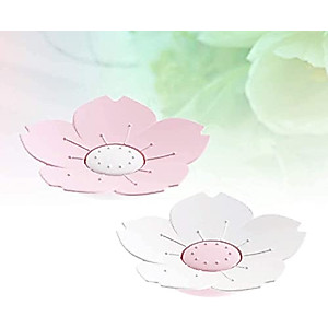 Adorable Pink Peri - 2-Pack Pink Soap Dish for bar soap Lovers | Self draining Hole Holder | Pink Floral Decor Bathroom Accessories | Zero Waste Gift (Reusable Plastic - Cherry Blossom Shape)