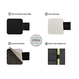 XIWUMOER 10 Pieces Pen Loop Holder,Self Adhesive Pen Holder,Stainless Steel Pen Holder,Pen Clips,Pencil Elastic Loop Designed for Notebooks,Journals,Calendars,Planners,Tablet Case for School, Office