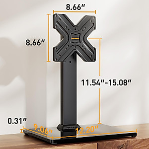 PERLEGEAR Universal TV Stand Base, Swivel Table Top TV Stand for 13-43 Inch Flat/LCD/LED TVs, Height Adjustable Monitor Mount Stand with Tempered Glass Base VESA 200x200mm Holds up to 99lbs,PGTVS16