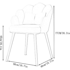 SJIALEN Dining Chairs Set of 2,Modern with Metal Chair Legs Bedroom Marriage Room Balcony Sofa Chair Dressing Table Makeup Chair Kitchen Chair (Color : White, Size : 77 * 50 * 40cm)