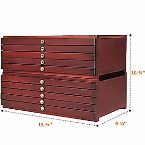 MEEDEN 10-drawer Wood Artist Supply Storage Box, Portable Beechwood Multifunctional Pencil Brush Organizer Wood Box with Drawer&Compartments for Pastels, Pencils, Pens, Makeup Brushes(Mahogany Color)
