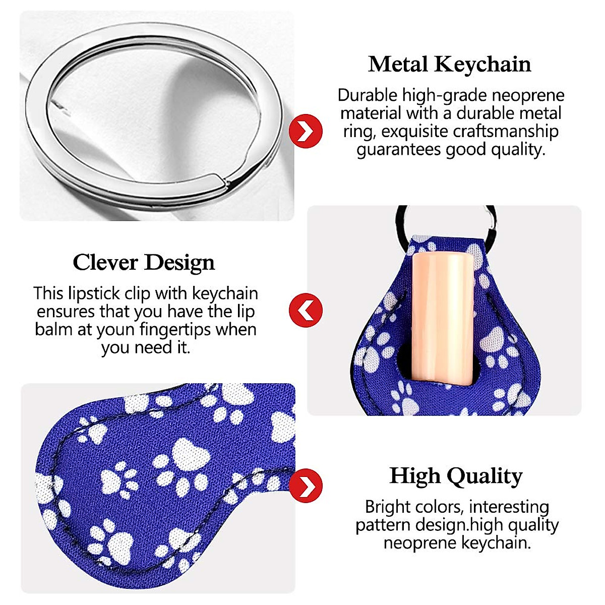 6 pcs Chapstick Holder Keychains with 6 pcs Neoprene Wristlet Keychain Lanyards, Vibrant Colors Lip Balm Keychain Holder, Chapstick Keyring Holder Portable Lipstick Holder Keychains (C 6 pairs)