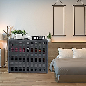 Kiddream 80 Liters Double Collapsible Laundry Basket, Plastic Dirty Clothes Hamper 2 Section with Lids