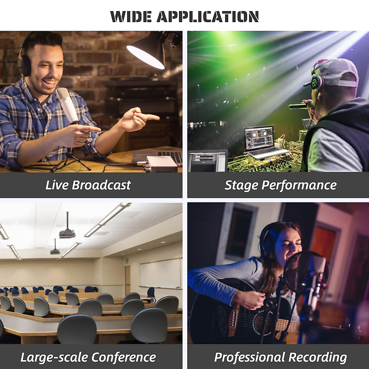 Portable Audio Mixer, Portable 4 Channel BT Mixing Console Digital Audio Mixer Builtin Effect for Home Karaoke, Webcast, Music Recording(US plug)