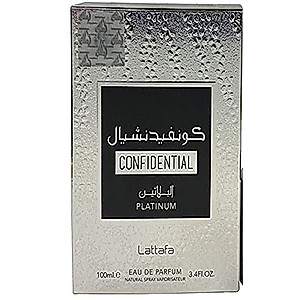 Confidential Platinum EDP - Eau De Parfum 100ML (3.4 oz) | Long-Lasting Spray I Platinum Bottle I Oudy, Musky Scents I by Lattafa
