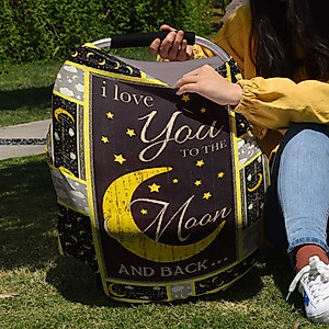 Car Seat Canopy Nursy Cover I Love You to The Moon and Back, Multi Use Breastfeeding Scarf for Infant Carseat Canopy Stroller Shopping Cart Highchair Romantic Words
